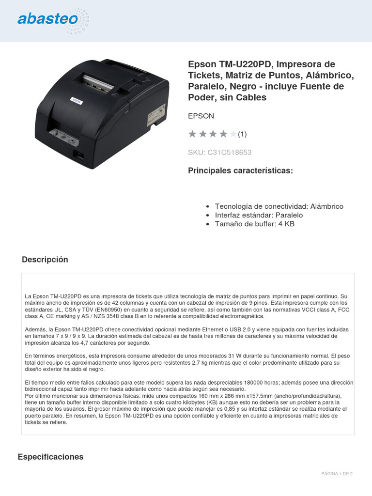 Product Details C31C518653 | PDF | Impresora (Computación) | Informática