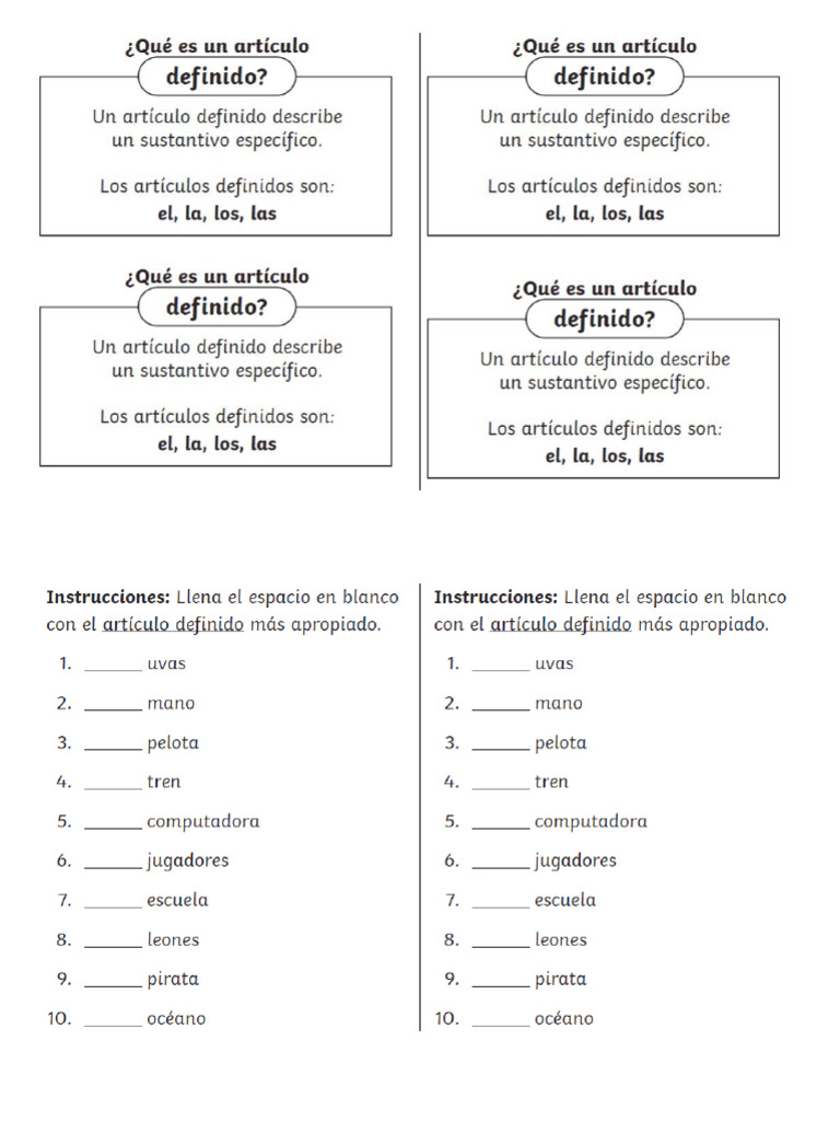 Articulo definido e indefinido | PDF