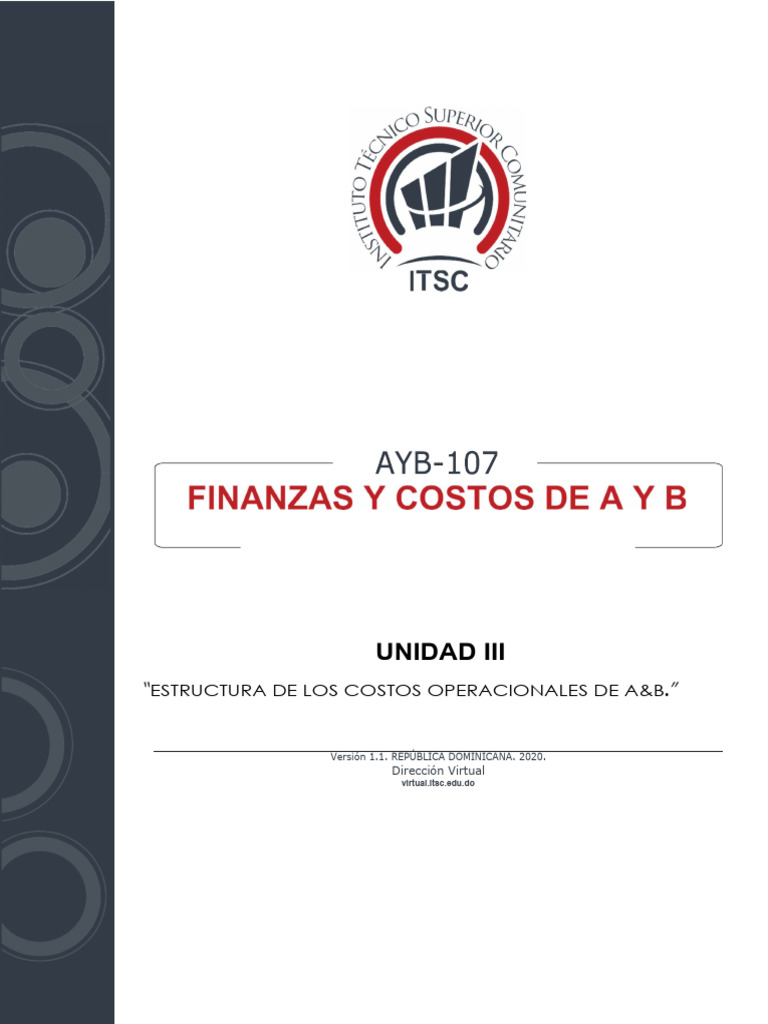 Unidad Iii Estructura De Costos Finanzas Y Costos De Ayb Pdf Costo