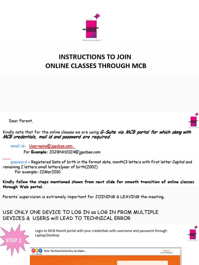 Instructions To Join Online Classes Through MCB | PDF | Educational Technology | Login