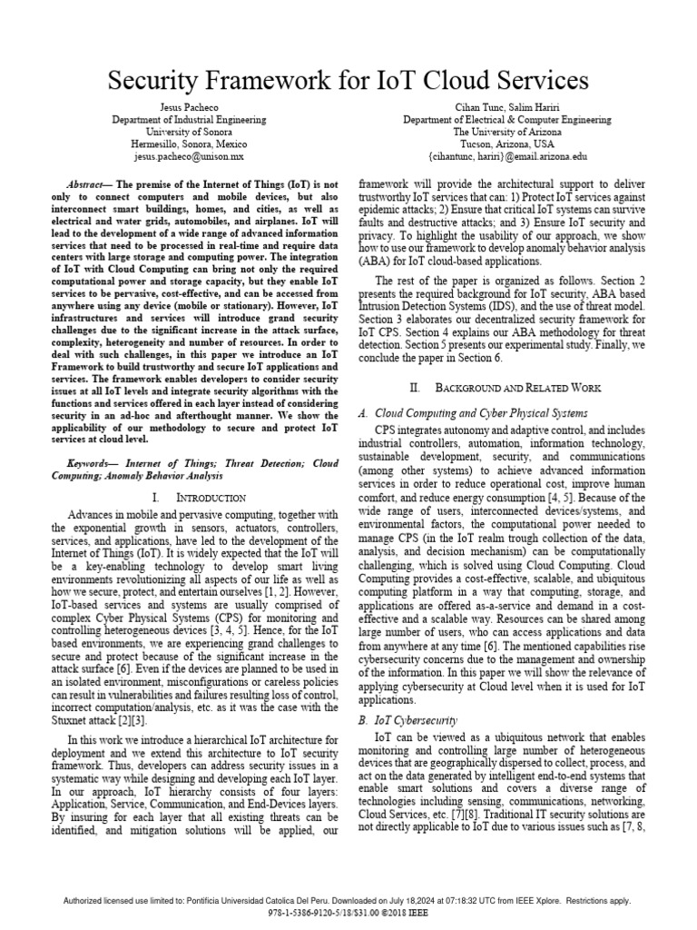 Security Framework For IoT Cloud Services | PDF | Internet Of Things ...