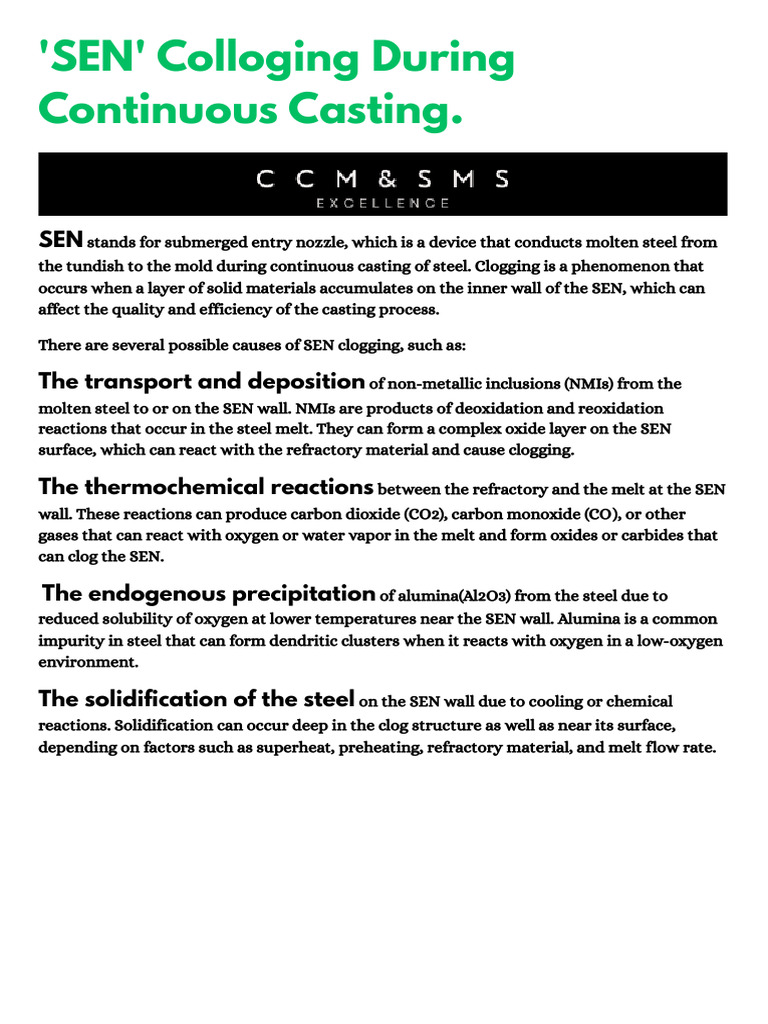 Causes of SEN Clogging in Steel Casting | PDF