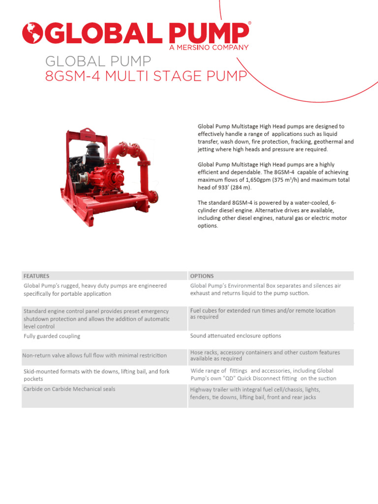 8GSM-4 High Head Multi Stage Pump | PDF | Pump | Engines