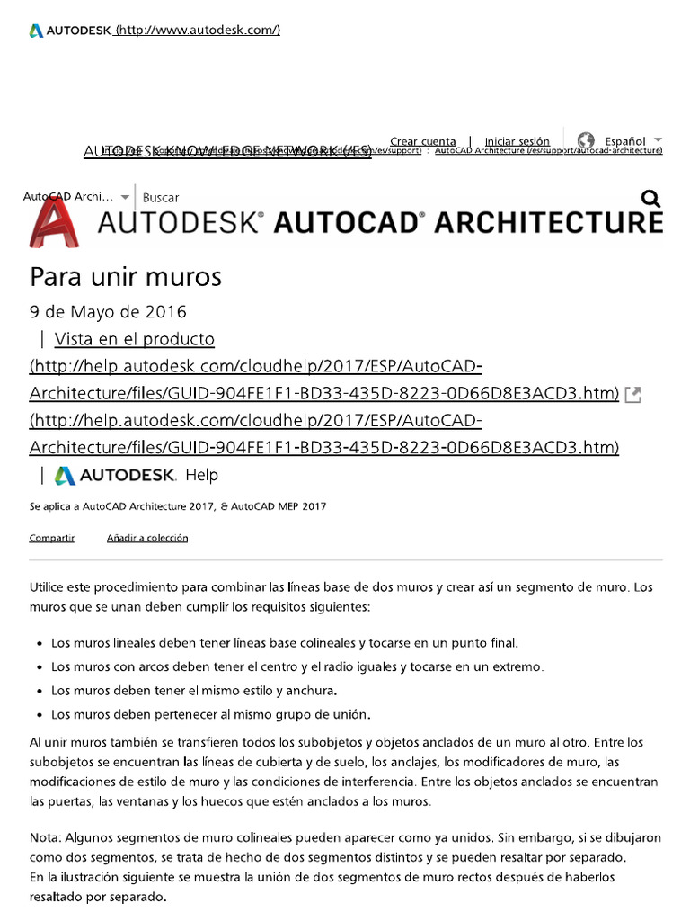 Unir Muros en Autocad Architecture | PDF
