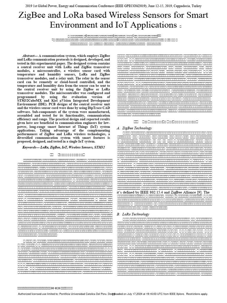 18 ZigBee and LoRa Based Wireless Sensors For Smart Environment and IoT Applications | PDF ...