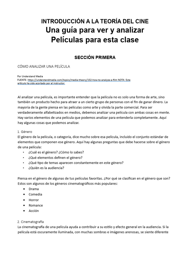 Una Guia para Ver y Analizar Peliculas | PDF | Suspense (Género ...