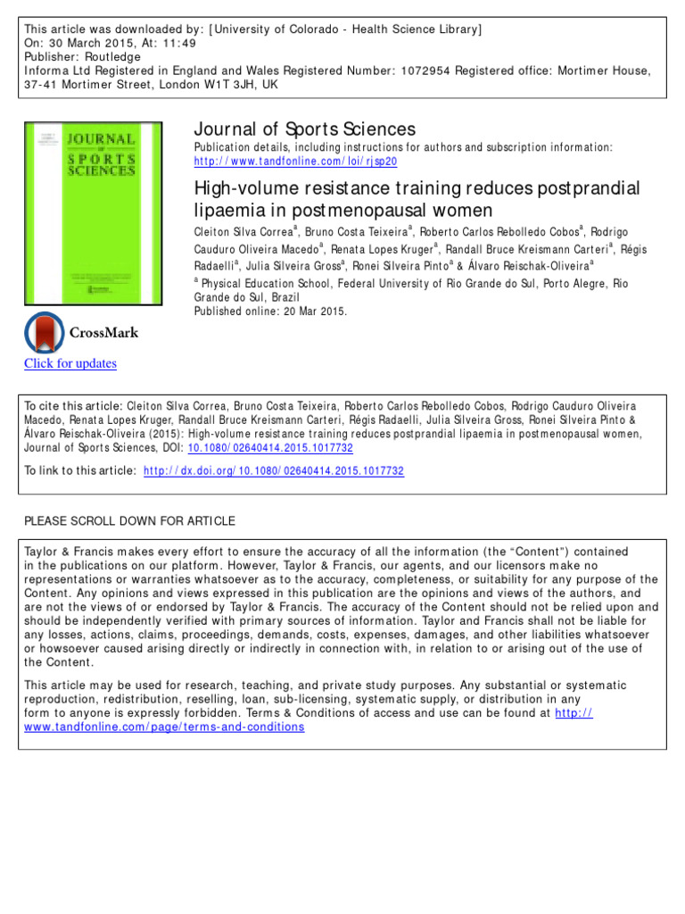 High-Volume Resistance Training Benefits | PDF | Fat
