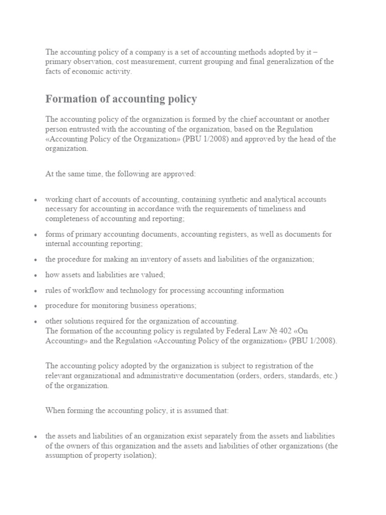 Formation of Accounting Policy | PDF | Policy | Accounting