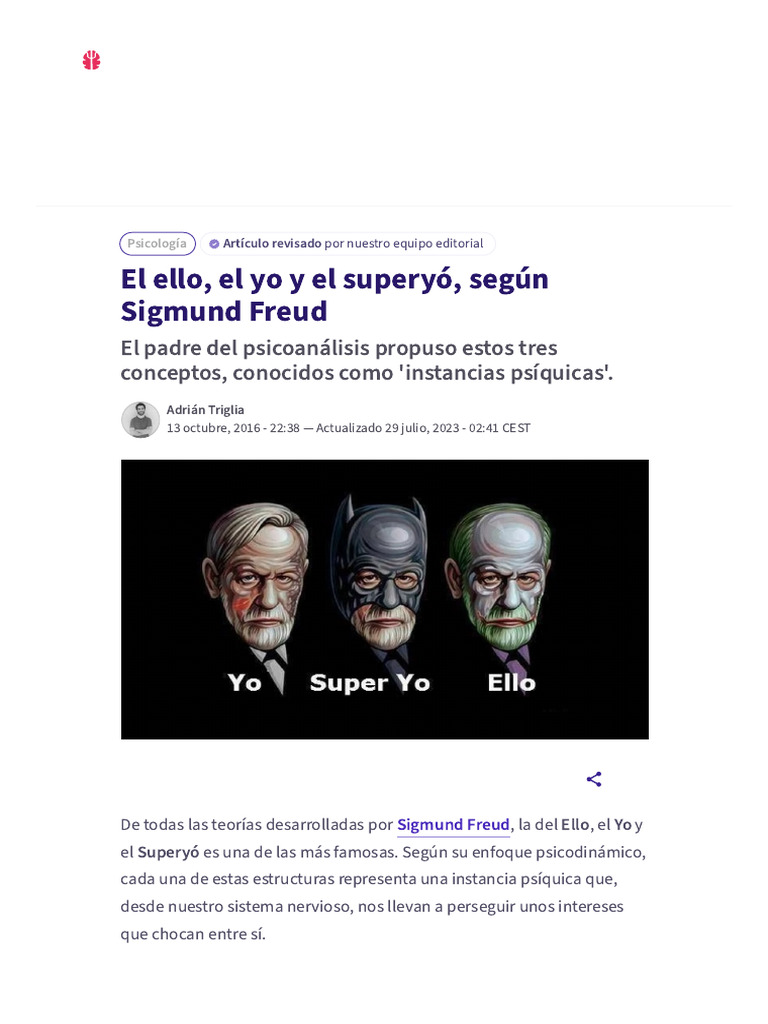El Ello, El Yo y El Superyó, Según Sigmund Freud | PDF | Carné de identidad | Psicoanálisis