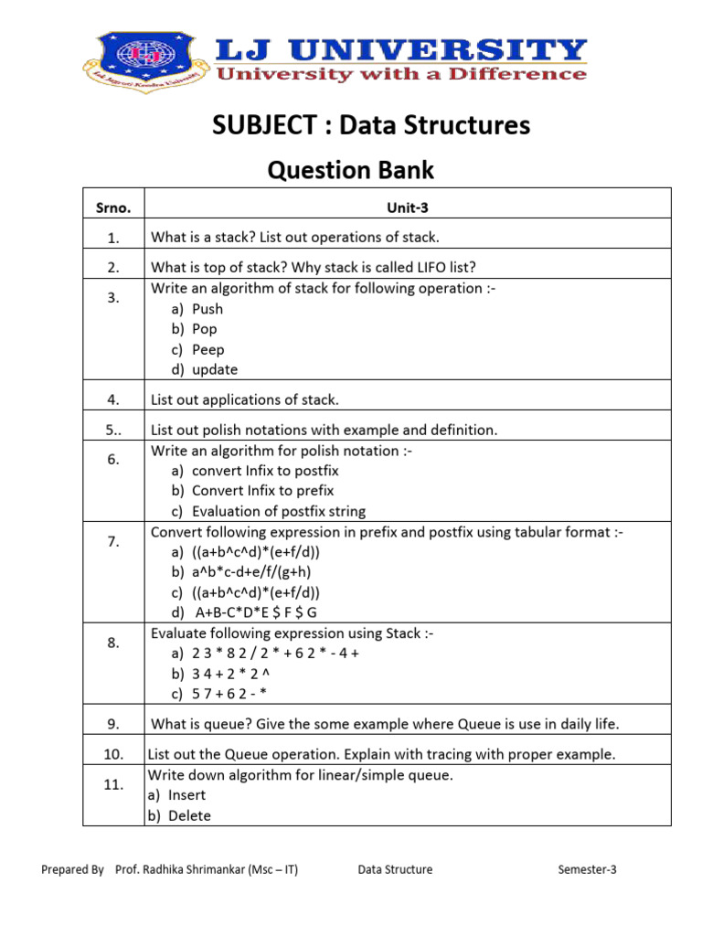 Unit 3 | PDF | Queue (Abstract Data Type) | Applied Mathematics