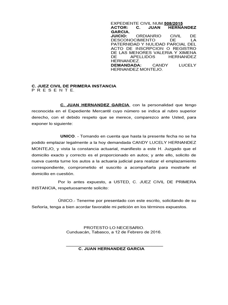 Señalando Domicilio para Emplazar | PDF