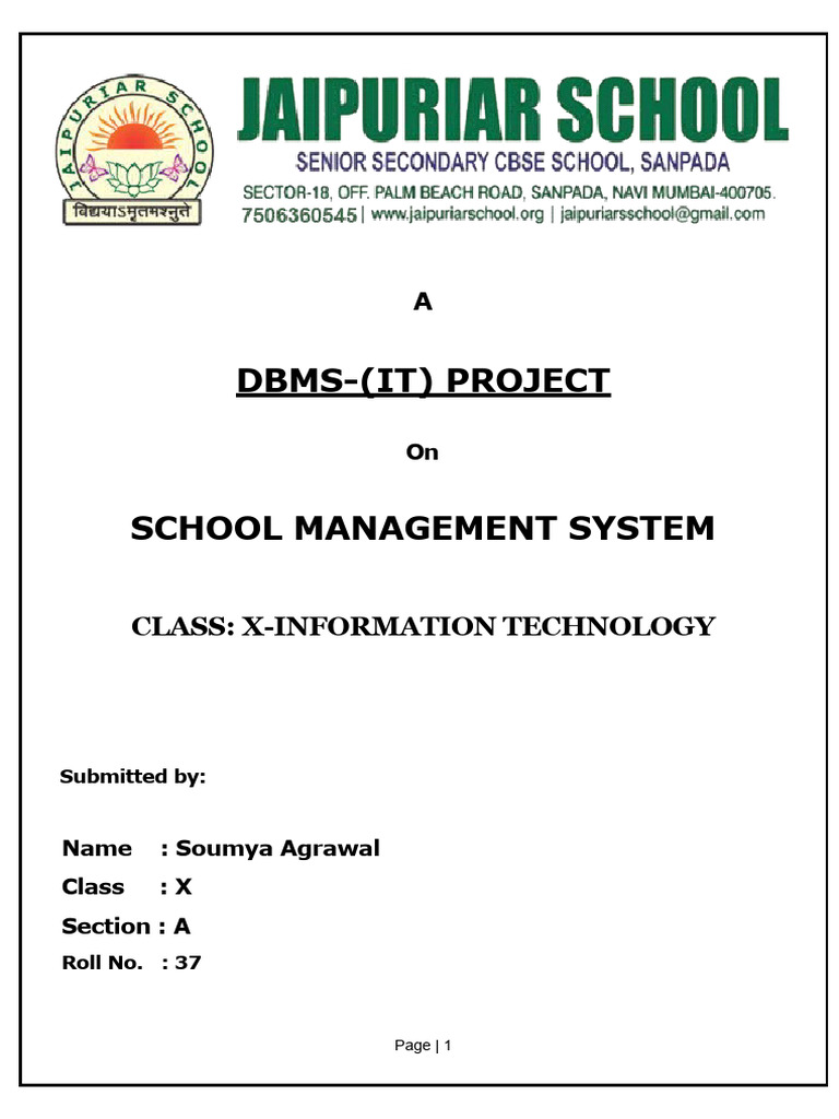 Soumya IT DBMS Project | PDF | Databases | Information Soumya IT DBMS Project | PDF | Databases | Information