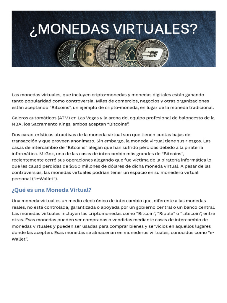 MONEDAS-VIRTUALES | PDF | Bitcoin | Moneda