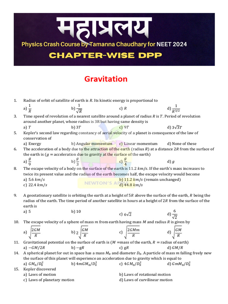 Mahapralay DPP - Gravitation | PDF | Orbit | Mass