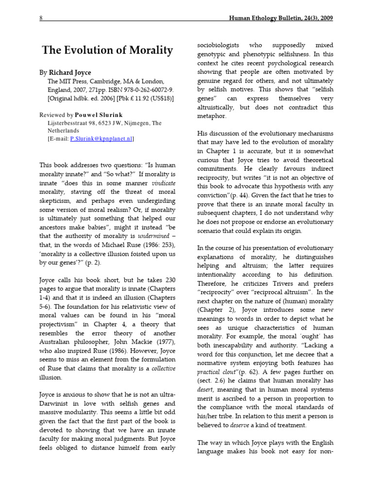 Review of The Evolution of Morality by R | PDF | Morality | Relativism