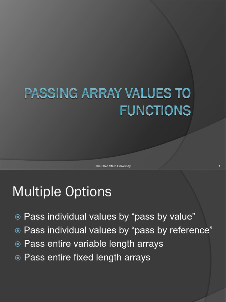 Passing Array Values to Functions | PDF | Computer Programming ...