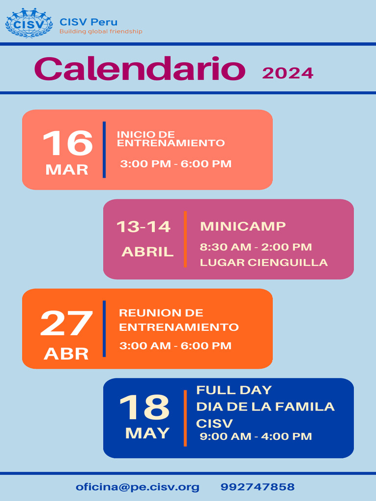 Calendario CISV 2024 | PDF