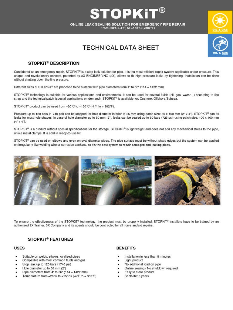 TDS STOPKiT - C2-ENG-12.01.2024 | PDF | Pipe (Fluid Conveyance) | Leak