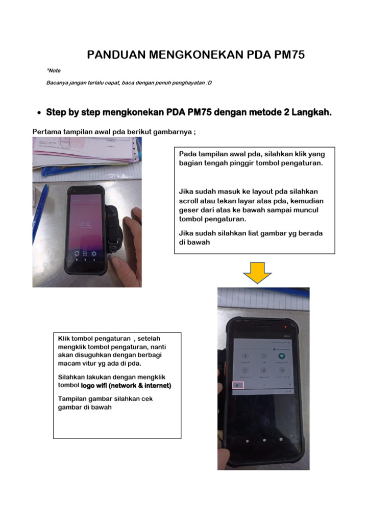 Panduan Koneksi PDA PM75 WiFi | PDF