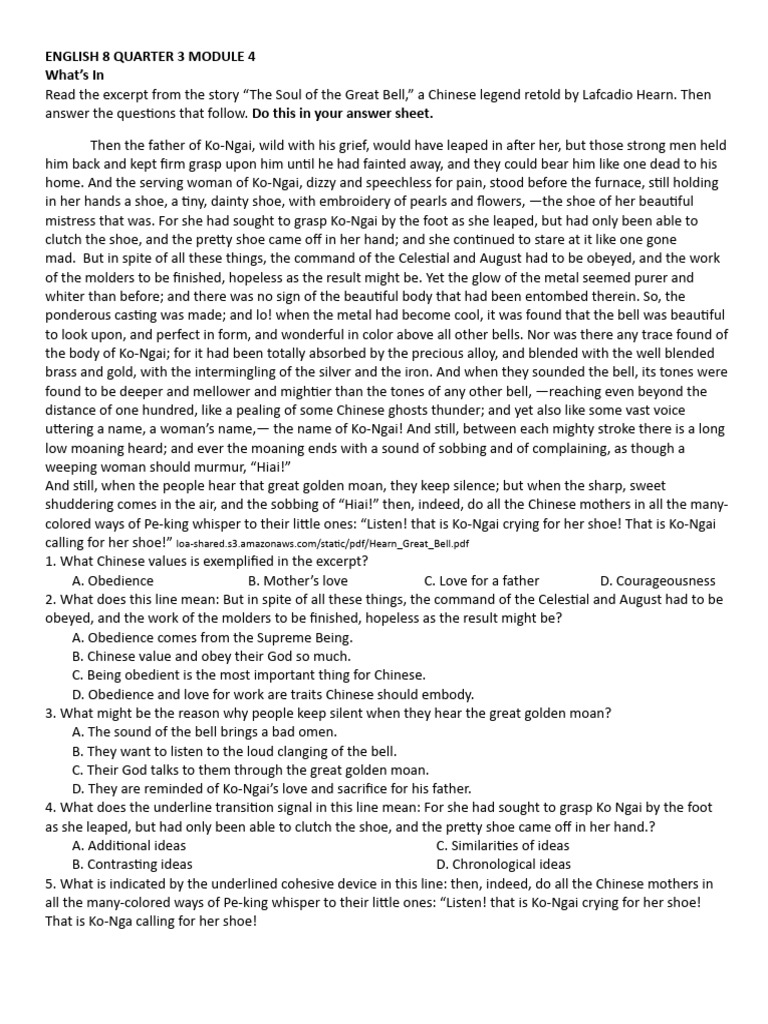 English 8 Quarter 3 Module 4 | PDF | Religion & Spirituality