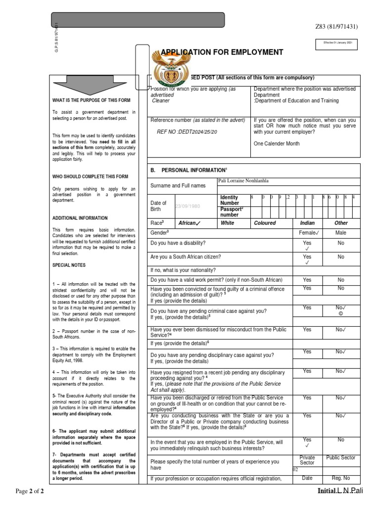 Approved New Z83 Form Gazetted 6 Nov 2020 | PDF | Justice | Crime ...