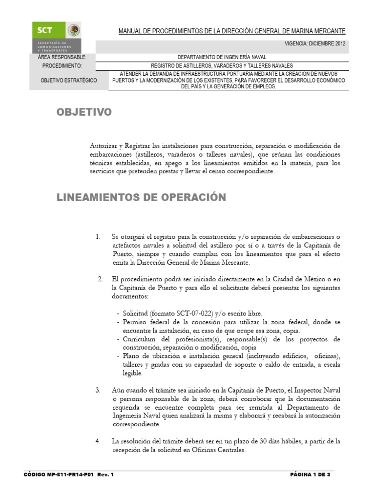 Manual de Procedimientos de La Dirección General de Marina Mercante | PDF | Puerto | Astillero