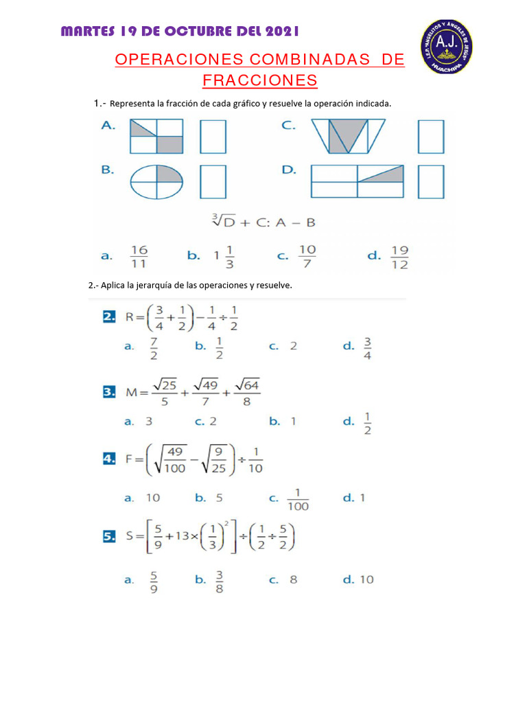Operaciones Combinadas de Fracciones | PDF Operaciones Combinadas de Fracciones | PDF