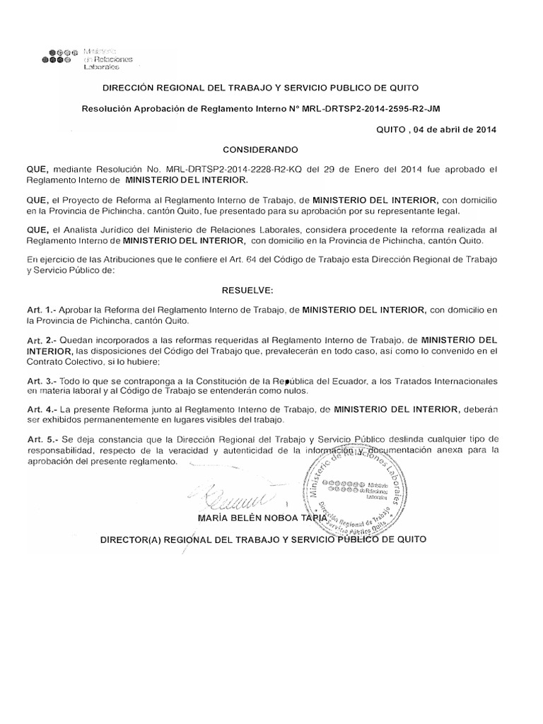 Reglamento Interno Codigo Trabajo | PDF | Política | Economias
