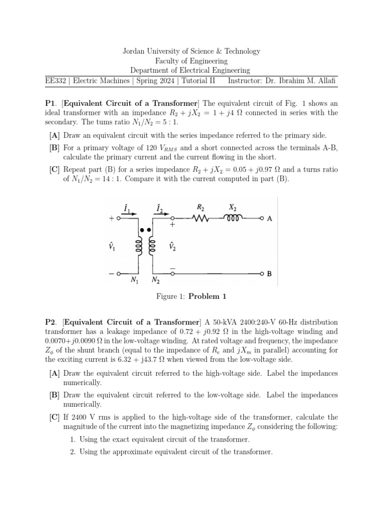Tutorial 2 | PDF | Transformer | Electrical Impedance