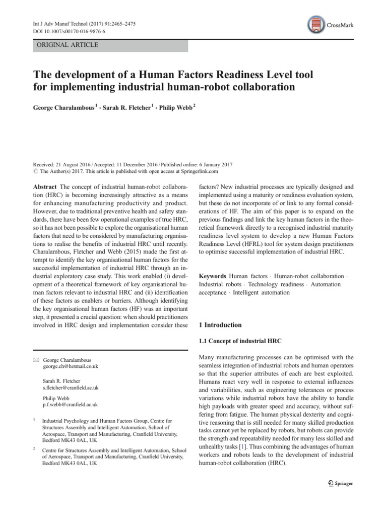 The Development of A Human Factors Readiness Level Tool | PDF | Engineering