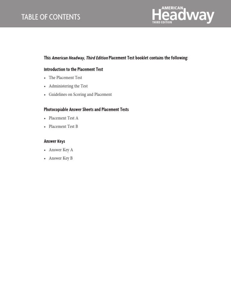 AHW 3e - Placement Test - Introduction | PDF