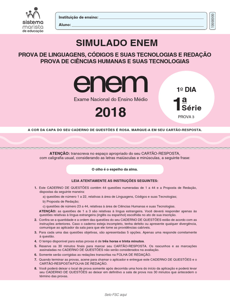 Simulado Sme 1serie Dia1 Prova3 | PDF
