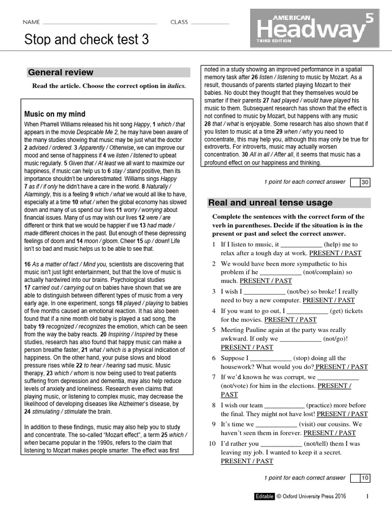 AHW3e - Level 05 - Stop and Check Test 3 | PDF | Feeling
