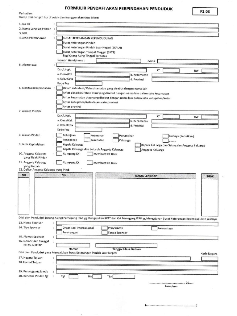 Formulir F1.03 | PDF