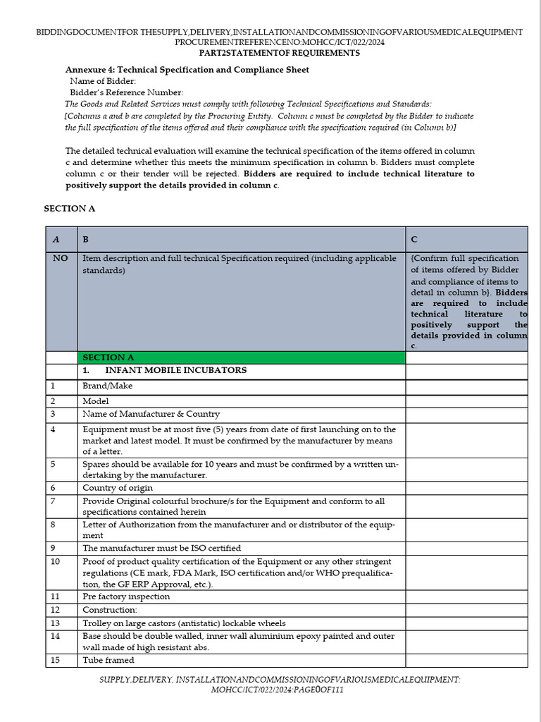 33 X Incubators Mohcc - Ict - 022 - 2024 - Final-21-22 | PDF | Specification (Technical Standard)