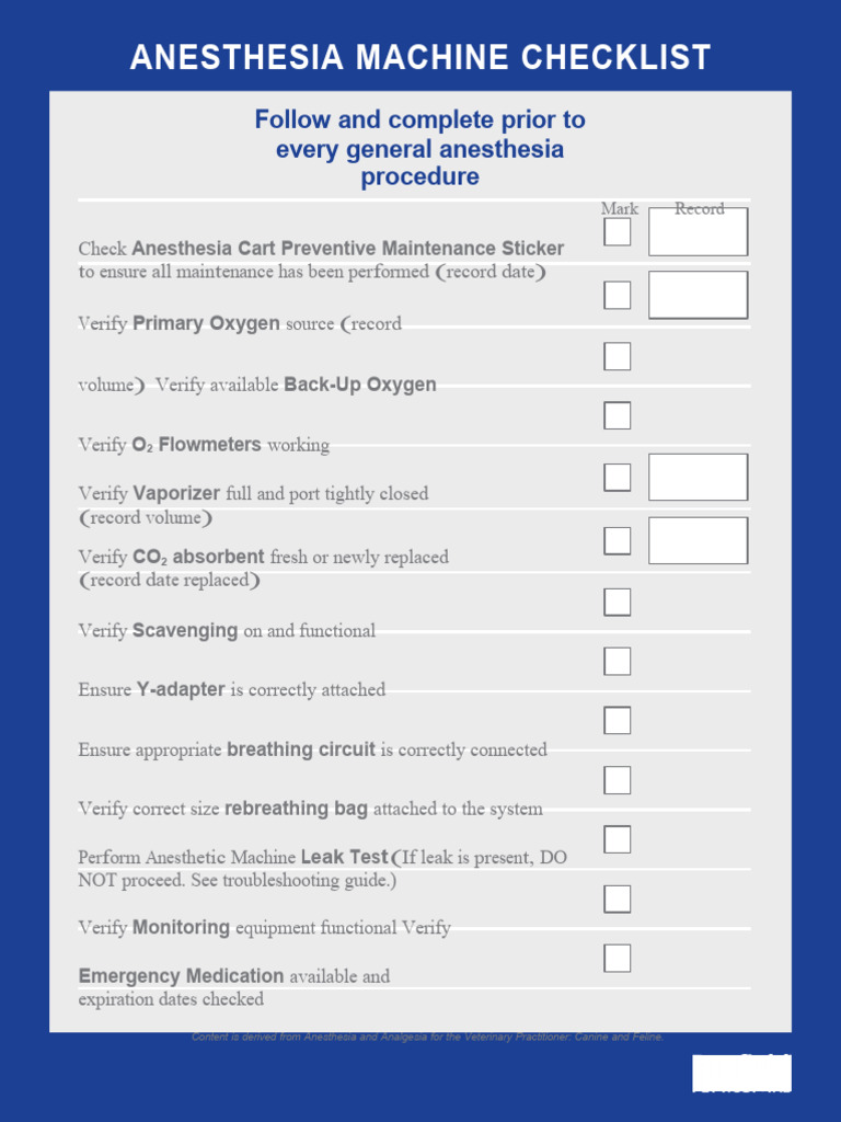 Anesthesia Machine Checklist | PDF Anesthesia Machine Checklist | PDF