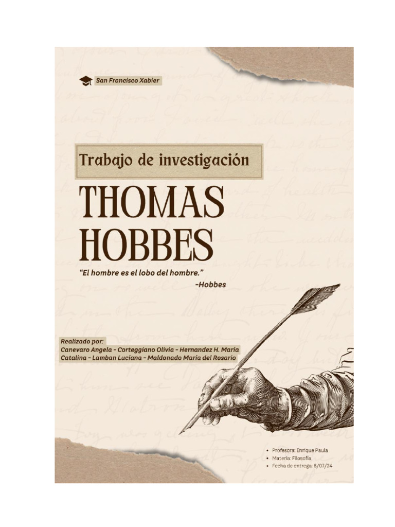 Filosofía Política de Thomas Hobbes | PDF | Contrato social | Thomas Hobbes