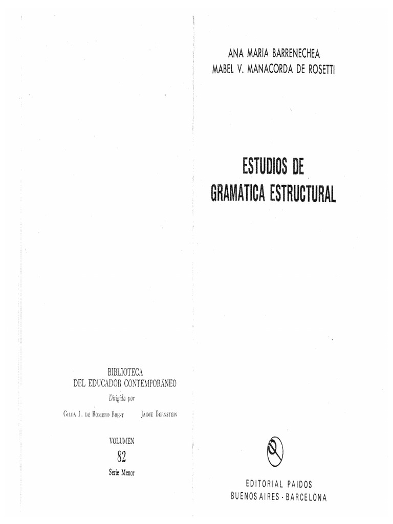 Barrenechearosetti Estudios de Gramatica Estructural Entero 3 PDF Free ...
