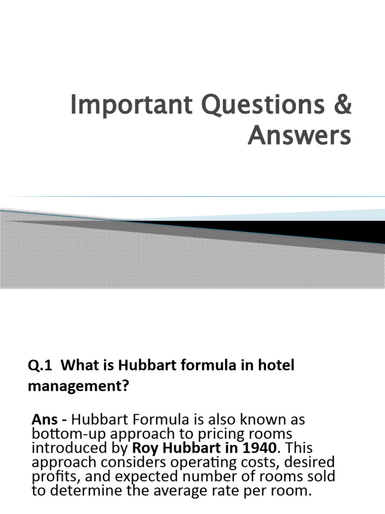Imp Question For Hotel Management | PDF | Forecasting | Budget