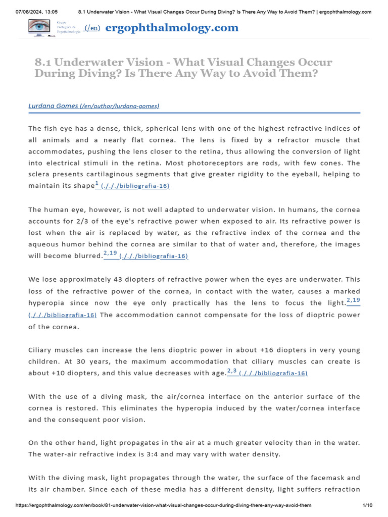 8.1 Underwater Vision - What Visual Changes Occur During Diving - Is ...