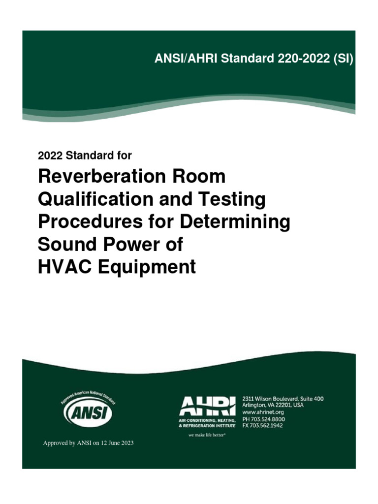 ANSI AHRI Standard 220-2022 (SI) | PDF | Sound | Microphone