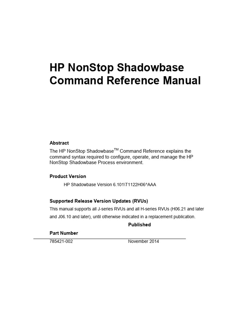 HP Nonstop Shadowbase Command Reference Manual | PDF | Bracket ...