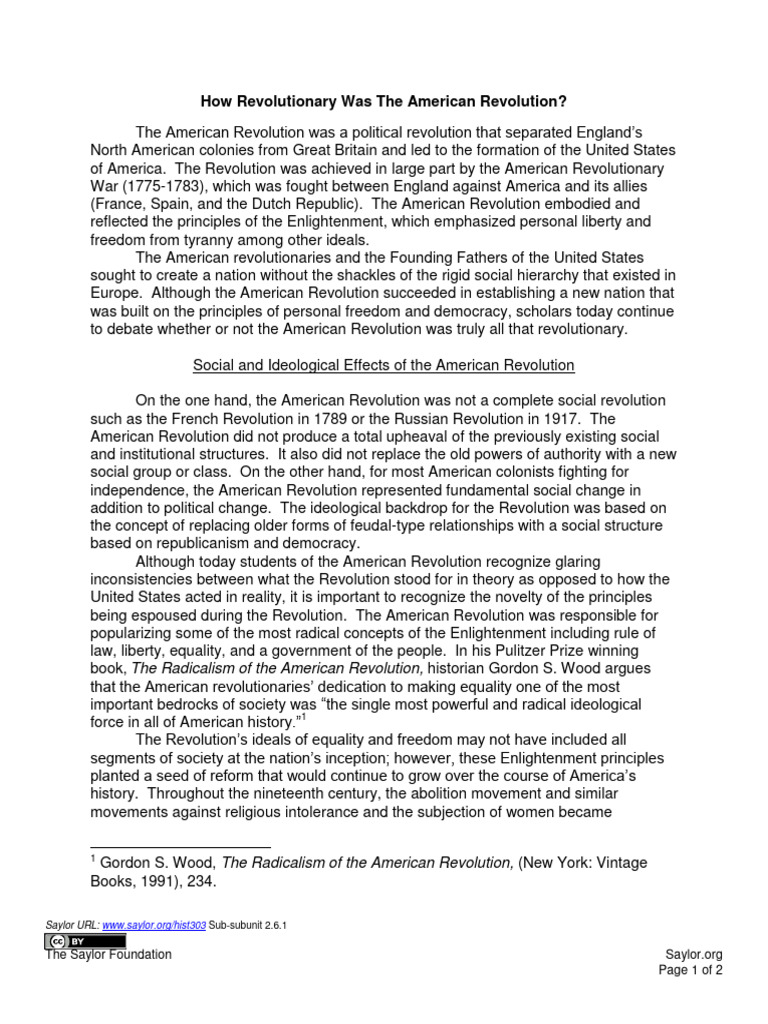 Impact of the American Revolution | PDF | American Revolution ...