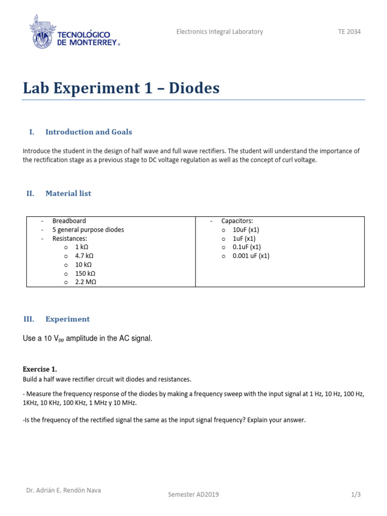 Diode Rectifier Lab Guide | PDF | Rectifier | Diode