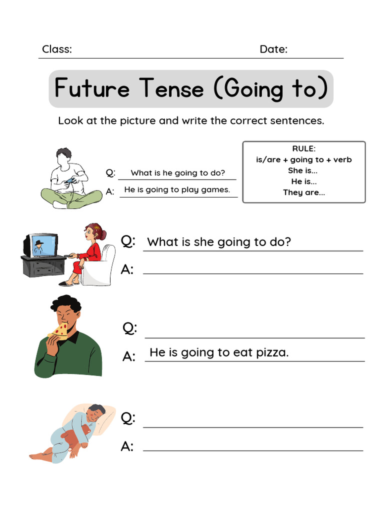Illustrative Future Tense (Going To) Writing Worksheet | PDF