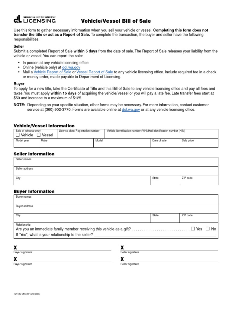 Vehicle/Vessel Bill of Sale | PDF | Sales | Fee Vehicle/Vessel Bill of Sale | PDF | Sales | Fee