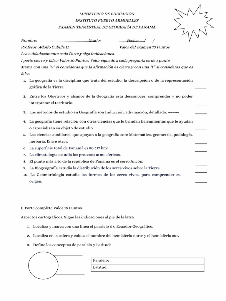 Exámen de Geografía | PDF