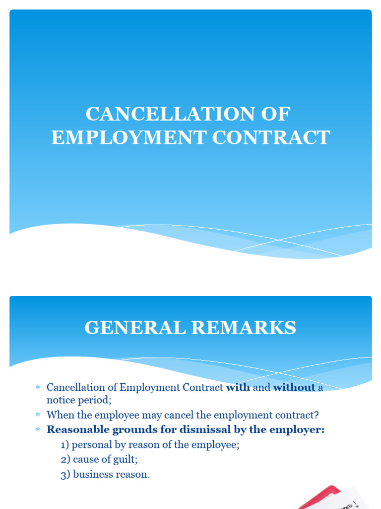 Cancellation of Employment Contract | PDF | Employment | Salary