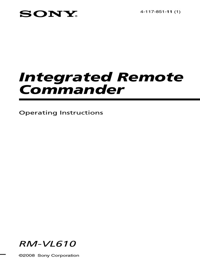 Integrated Remote Commander: RM-VL610 | PDF | Remote Control | Radio