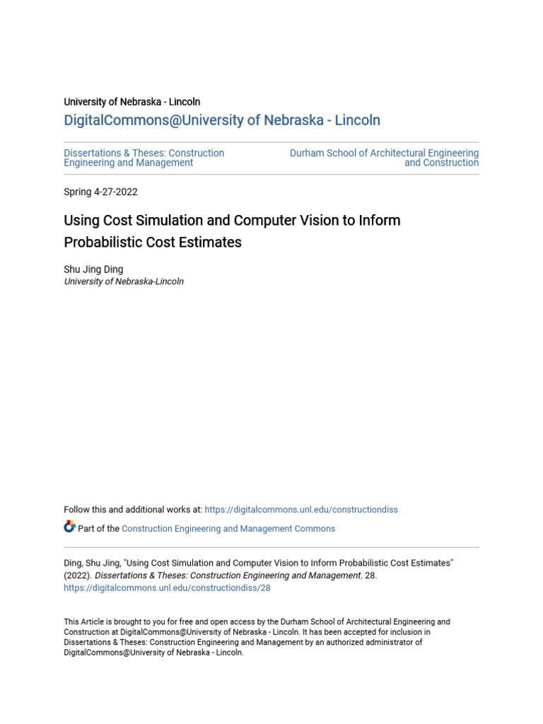 Using Cost Simulation and Computer Vision To Inform Probabilistic | PDF | Computer Vision ...